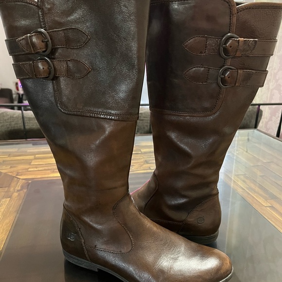 Born | Shoes | Born Brown Leather Buckle Side Riding Tall Boots Size 95 ...